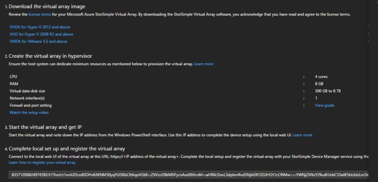 Configure Microsoft Azure StorSimple Virtual Array