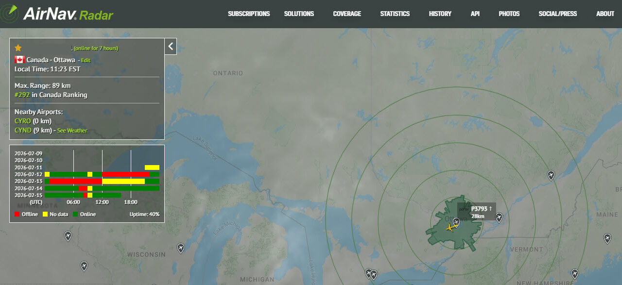 AirNav Radar FlightStick 1090 on Windows 11